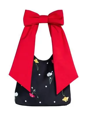 RAINSISTERS Cosmic Bloom Bow Tote Bag - Black/red