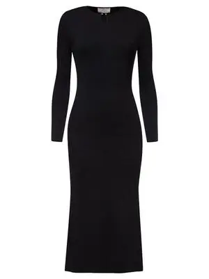 PERALUNA Dorset Ribbed Knit Jumper Dress With Buckle Detail - Black
