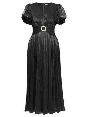 NISSA Crystal-embellished Chiffon Midi Dress - Black
