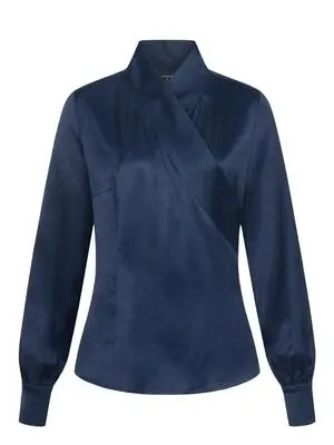 MARIANNA DÉRI Kimono-style Viscose-rayon Satin Blouse - Blue
