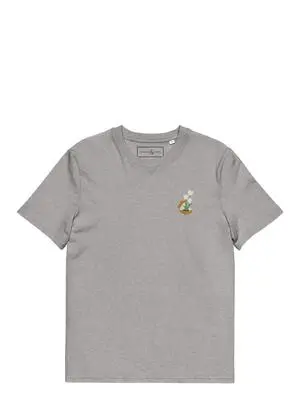 ANCHOR & CREW Heather Tulip Garden Dystopia Organic Cotton Embroidered T-shirt - Grey
