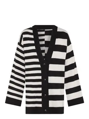 INGMARSON Wool & Cashmere Knitted Cardigan - Black/white