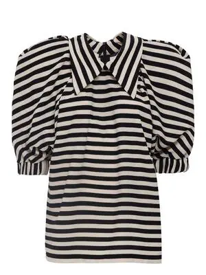 JULIA ALLERT Striped Puff Sleeve Blouse - Black/white
