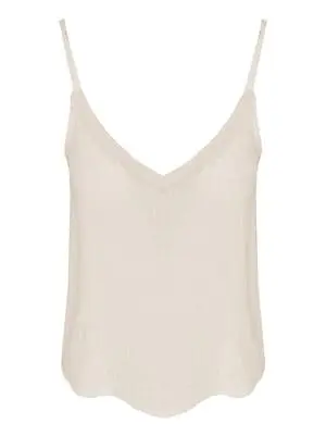 Haris Cotton Tank Top With Lace Trim - White