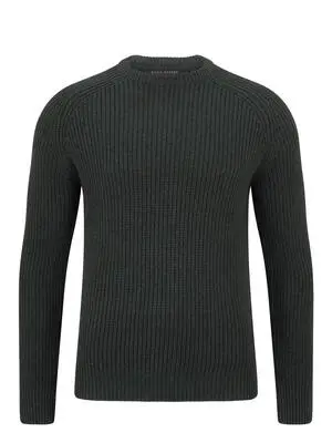 PAUL JAMES KNITWEAR Heavyweight Cotton Clark Fisherman Rib Knit Jumper - Green