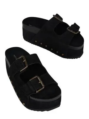 Intentionally Blank Cooper-2 Suede Platform Sandals - Black