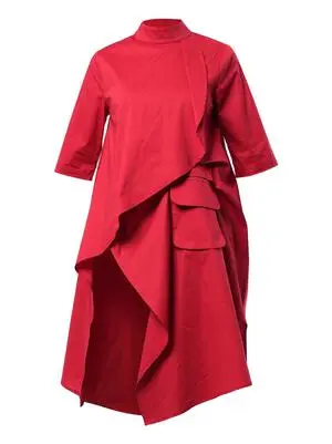 METAMORPHOZA Asymmetric Loose Shirt - Red