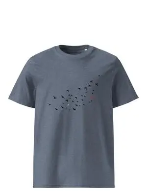 ANCHOR & CREW Heather Birds Where's William Going? Organic Cotton T-shirt - Blue