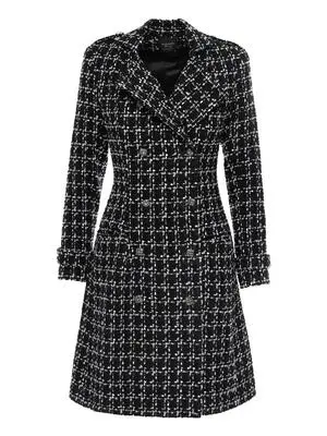 AVENUE N°29 Double-breasted Bouclé Coat With Button Detail - Black