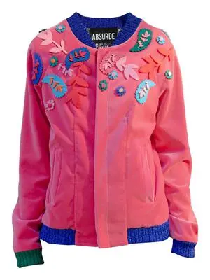 ABSURDE Velvet Bomber Jacket - Pink