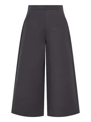 FEMPONIQ Wide Leg Cropped Cotton Trousers - Grey