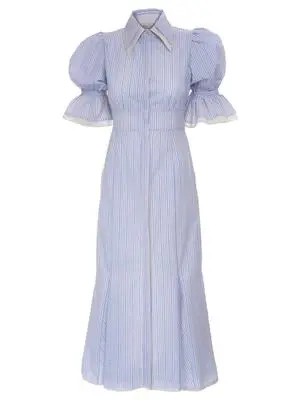 SOFIA TSERETELI Cotton Midi Chemise - Blue/white