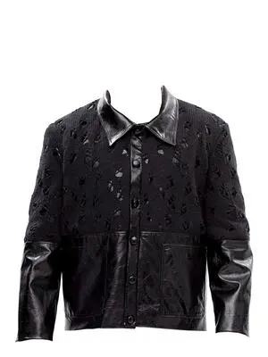 MAISON BOGOMIL Jacket In Eco-leather And Cotton-linen Knit - Black
