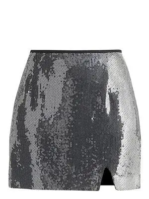 PAISIE Sequin Slit Mini Skirt - Black
