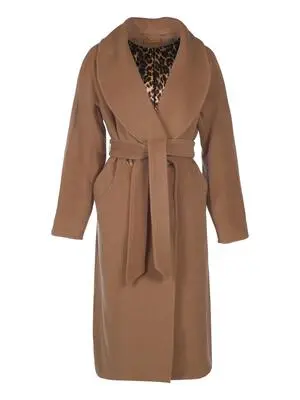 SANTINNI 100% Italian Virgin Wool & Cashmere Coat - Brown