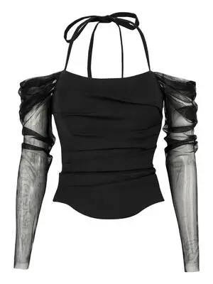 ALINA CERNATESCU Wool & Silk Tulle Corset - Black
