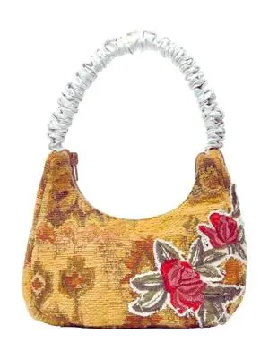 COUTURE TO YOUR DOOR Upcycled Tapestry And Leatherette Baguette Bag - Red/pink