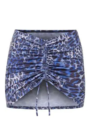 LUNA B Leopard Print Mini Skirt - Blue