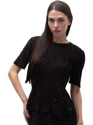 MAISON BOGOMIL Sequin Peplum Blouse - Black