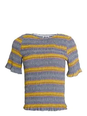 AMY LYNN Romy Multi Stripe Smocked Viscose Knitted Top
