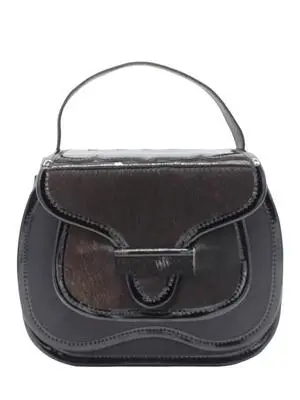 SANTUARIO Top Handle Crossbody Leather Bag - Black