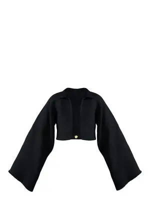 KARGEDE Rib Knit Oversized Sweater With Clasp - Black