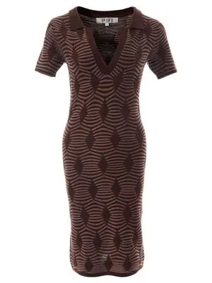 FULLY FASHIONING Lisette Geometric Polo Dress - Brown