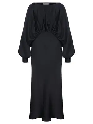 NAZLI CEREN Rhea Satin Dress - Black