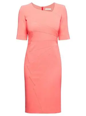 RUMOUR LONDON Fitted Knee-length Dress With Asymmetrical Neckline - Red