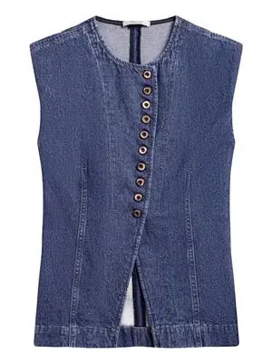 NOCTURNE Button-front Denim Vest - Blue