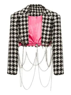PALOMA LIRA Houndstooth Wool Cropped Jacket - Black/white