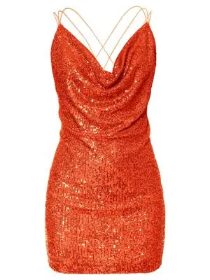 AGGI BY HALEWSKI Selena Sun Mini Sequin Dress - Orange