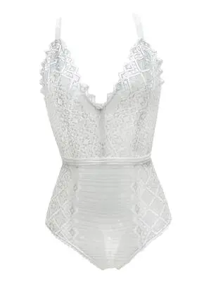 CAROL COELHO Aphrodite Metallic Bodysuit - White/silver