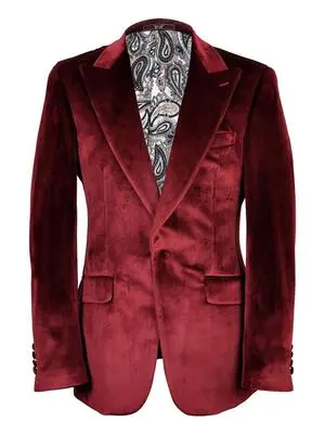 DAVID WEJ Maison Velvet Blazer - Red