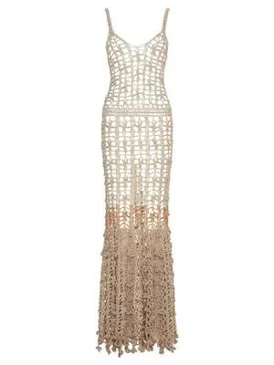 ANDREEVA Handmade Crochet Maxi Dress - Gold/brown