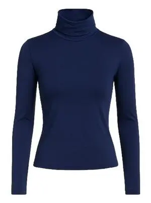 CONQUISTA Jersey Turtleneck Top - Blue
