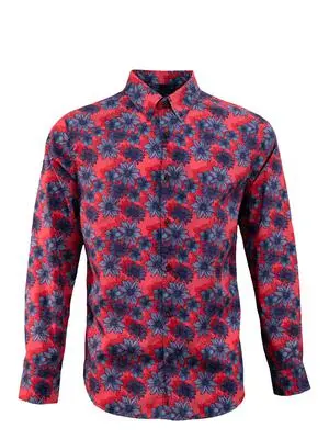 LORDS OF HARLECH Red Morris Italian Floral Shirt - Rosa Red