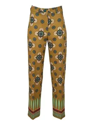 LALIPOP DESIGN Abstract Floral Print Ankle Pants - White