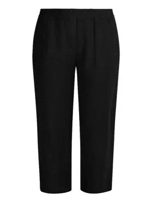 Haris Cotton Solid Wide Leg Linen Pants - Black
