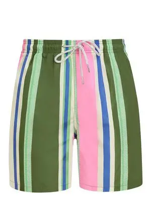 ROBERT & SON BEACHWEAR LTD Stripe Swim Shorts - Green/pink