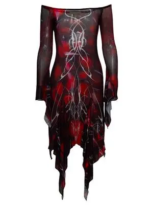 PALOMA LIRA Printed Mesh Dress - Red