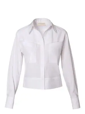 AGGI BY HALEWSKI Long Sleeve Collared Shirt - White