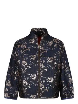 LIONESS BY TF Floral Print Zip Up Jacket - Gold/black/blue