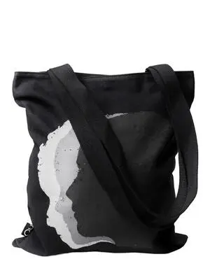 QU Printed Canvas Tote - Black