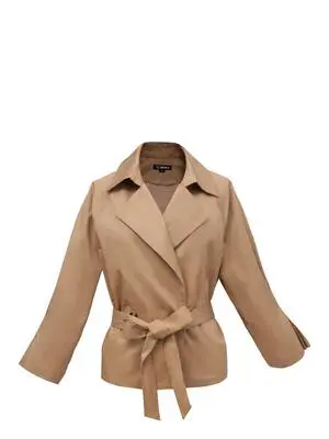 SMART AND JOY Double-breasted Cotton Trench Jacket - Brown