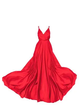 ANGELIKA JOZEFCZYK Satin Long Evening Gown - Red