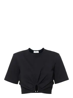 AGGI BY HALEWSKI Krisa Smocked Crop Top - Black