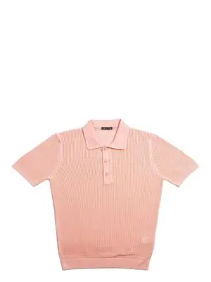 EIGHT X Zephyr Short Sleeve Button Up Crochet Shirt - Pink