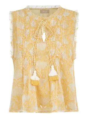 LIMINAL Cotton Kota Doria Lola Blouse - Yellow