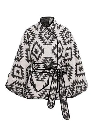 IZABELA MANDOIU Wrap-Front Cape With Geometric Pattern